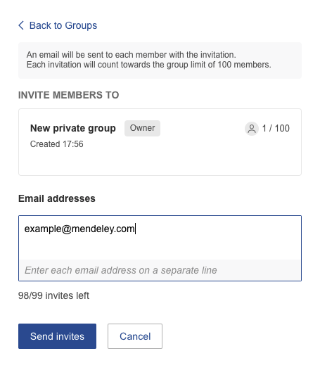 group invite screen
